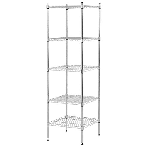 5 Shelf Wire Shelving Unit Metal Nsf Wire Shelf Organizer Storage Shelves Heavy Duty Height Adjustable Utility Leveling Feet Steel Layer shelf Commercial Grade Rack Capacity-18x18x59,Chrome
