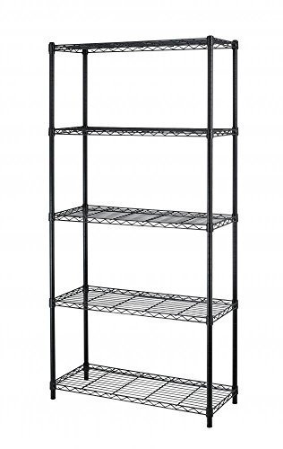 5 Shelf Wire Shelving Unit Garage NSF Wire Shelf Metal Large Storage Shelves Heavy Duty Height Adjustable Utility Commercial Grade Steel Layer Shelf Rack Organizer 1250 LBS Capacity -14x36x72,Black