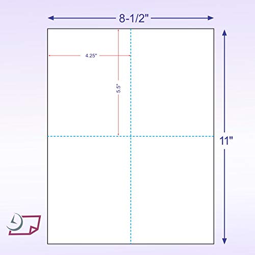 8-1/2" x 11" Laser/Inkjet Postcards 4 Per Page, (4-1/4" x 5-1/2" Each Card | White, 4000 Cards)