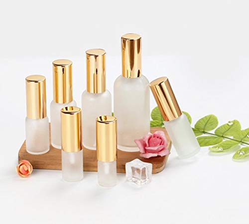 12 Pack 1.7 Oz Frosted Glass Spray Bottles with Fine Mist Atomizer &Golden Pump Cap,Empty Travel Size Perfume Liquid Containers for Essential Oils-Stickers,Pipette&Funnel included (Pack of 12)