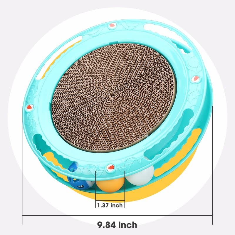 3 in 1 Cat Toy,Cat Scratcher Toy,Cat Ball Toy, Turntable Roller Track with Ball ,Cat Toy,Cat IQ Training(1 Pack with Two Mouse Play Toy)