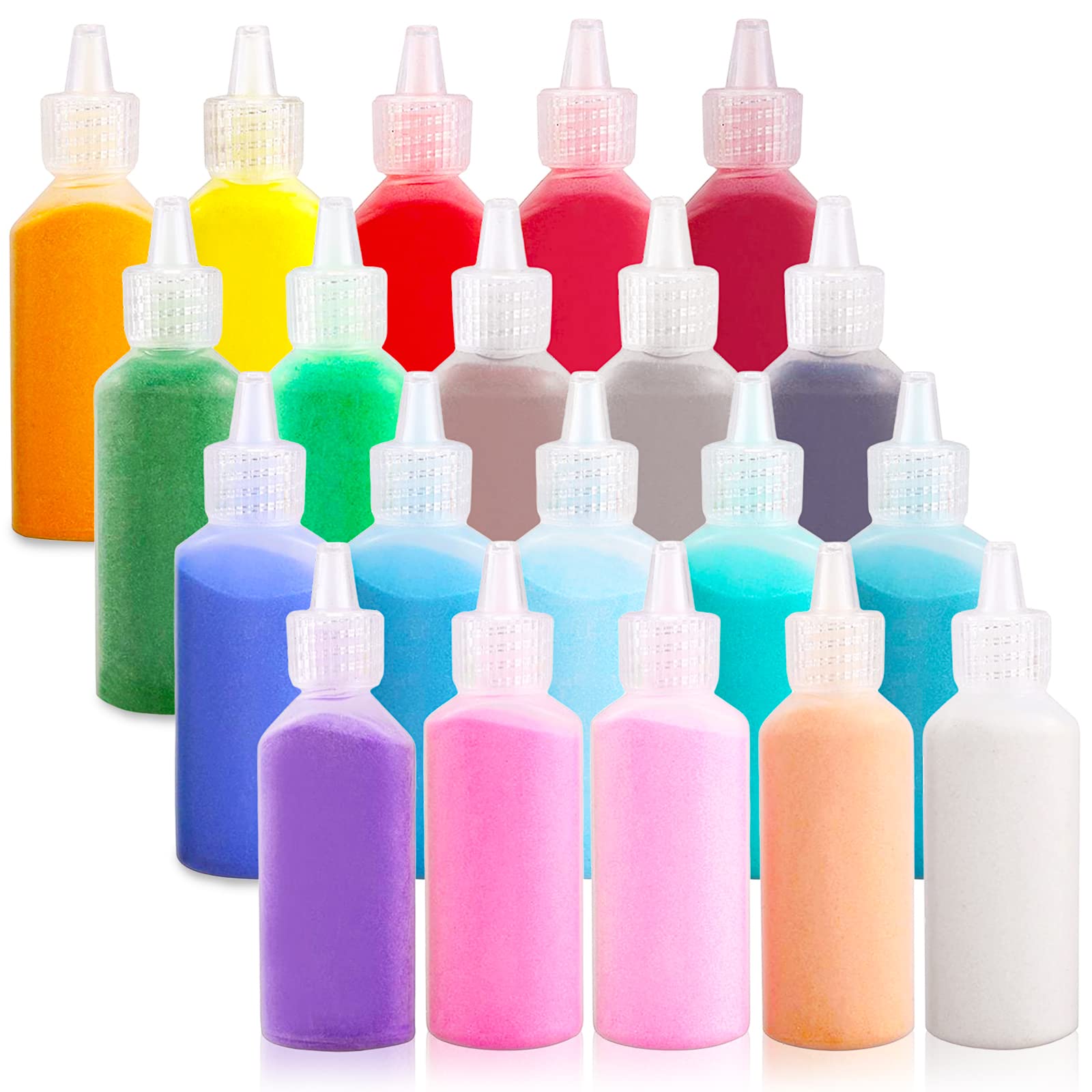 20 PCS Art Sand,1.25oz Bottles Sand Arts and Crafts Kit,Scenic Sand for Kids,Colored Sand for Kids' Painting,DIY Ideas,Wedding Decorations,Crafts
