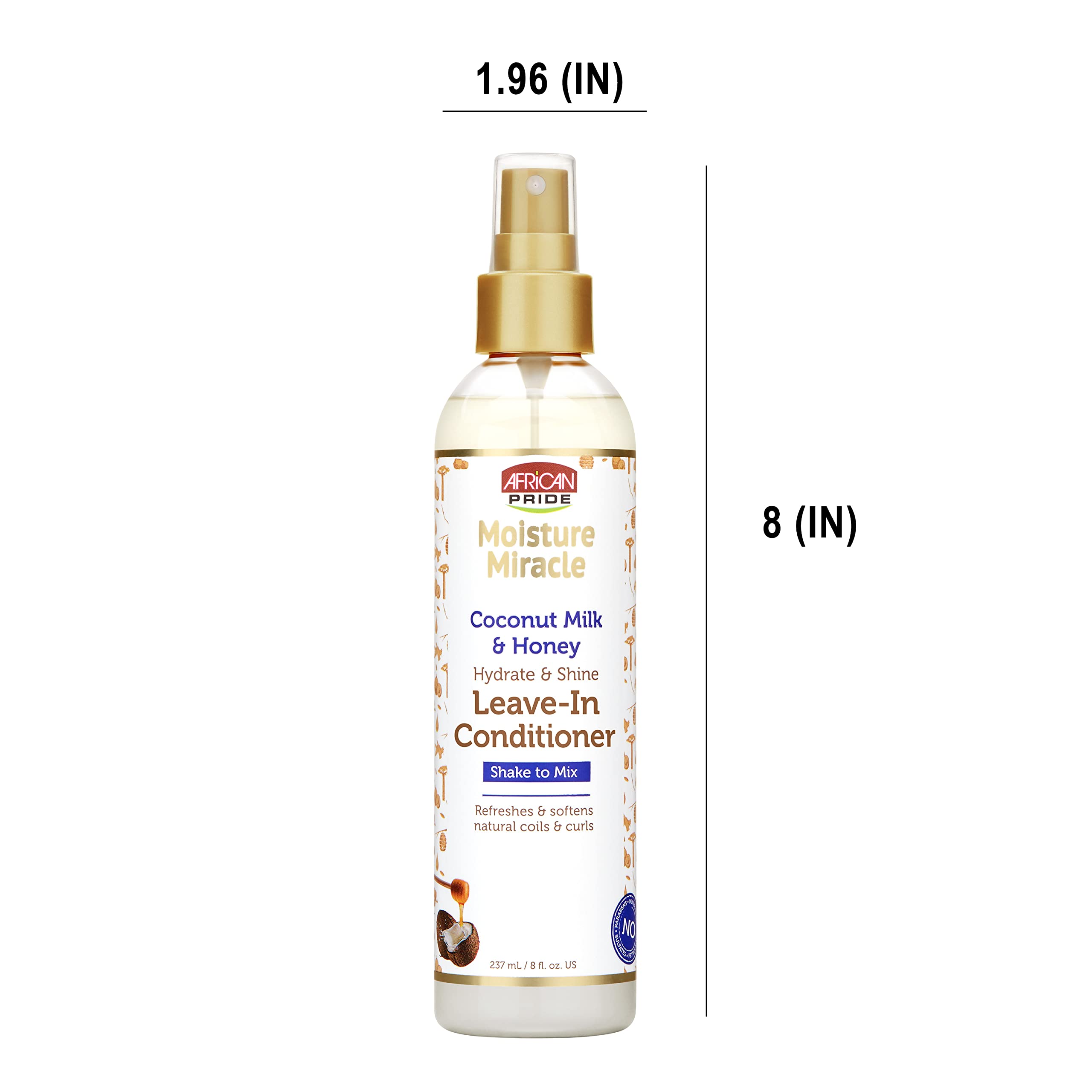 African Pride Moisture Miracle Coconut Milk & Honey Leave-In Conditioner - Refreshes & Softens Natural Coils & Curls, Hydrates & Shines, 8 oz (3 Pack)