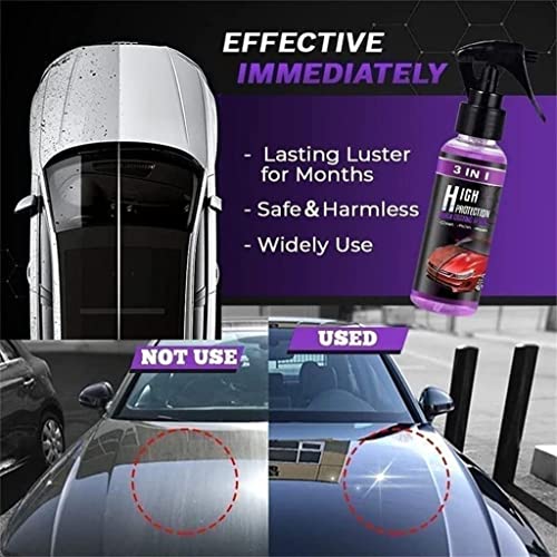3 in 1 High Protection Quick Car Coating Spray, Ceramic Coating Fortify Quick Coat Car Wax Polish Spray for Cars, Plastic Parts Refurbish Agent, 3 in 1 high protection car coating spray (100 ML, 2PCS)
