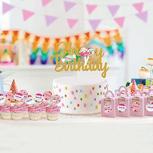 80 Candy Themed Thank You Stickers, Candyland Birthday Party Favor Label Decorations (2 Inch)