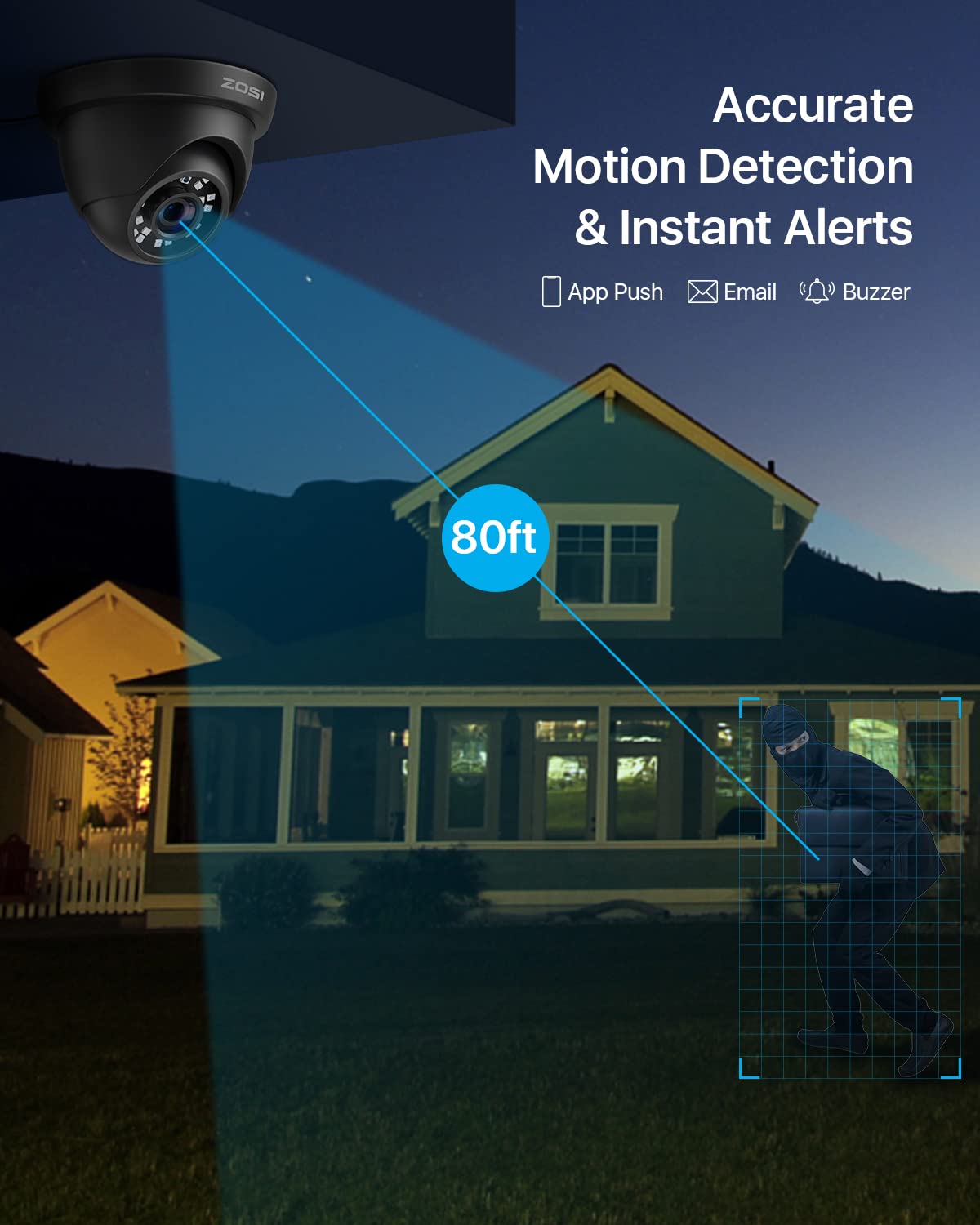 ZOSI 1080p Home Security Camera System Indoor Outdoor, 8 Channel 1080P HD CCTV DVR Recorder and 8 x 1080p Weatherproof Surveillance Bullet Dome Camera, Remote Access, Motion Detection (No Hard Drive)