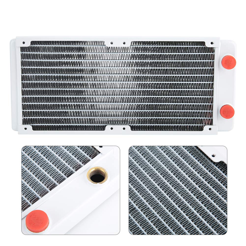 Water Cooling Radiator,240mm Computer Water Cooling White Copper Heat Sink with 12 Pipes,PC Water-Cooled Tube Easy to Install,Suitable for Computer Water Cooling Systems,Beauty Apparatus
