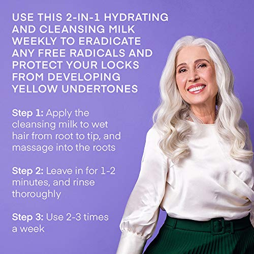 Cel Enhanced Silver Milk Purple Shampoo & Conditioner 2-in-1 For Blonde Bleached Grey & Color Treated Hair – Neutralizes Brassy Tones – Moisturizes & Improves Hair Condition (2-month supply)
