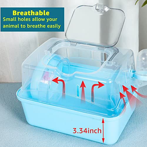 Misyue Portable Carrier Hamster Carry Case Cage with Water Bottle Travel&Outdoor for Hamster Small Animals (Blue)