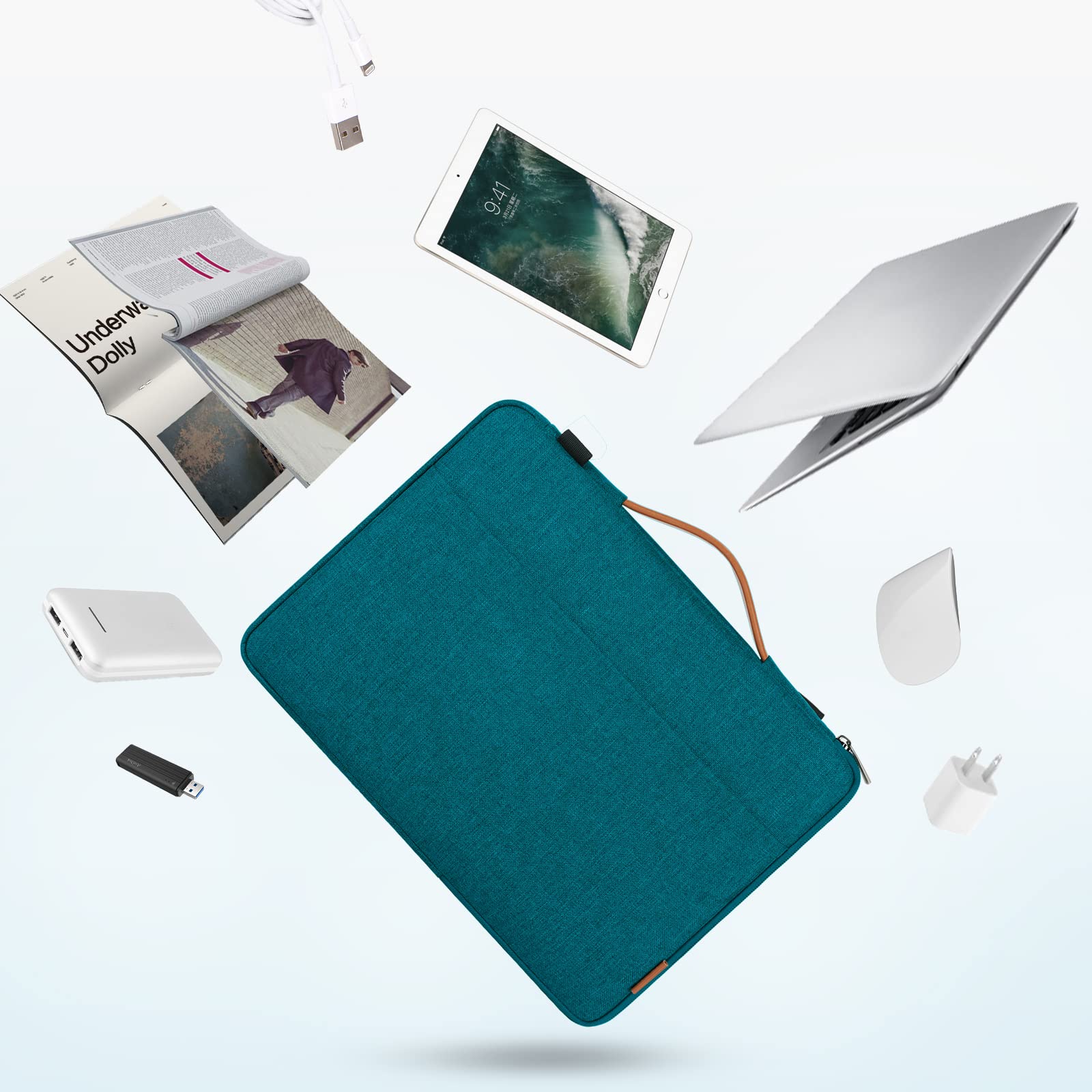 DOMISO 17.3 Inch Laptop Bag Cover Waterproof Shockproof Notebook Sleeve Case Shoulder Bag Protective Cover for 17.3" HP Pavilion 17/HP Envy 17/HP 17/MSI/Lenovo IdeaPad 321,Teal