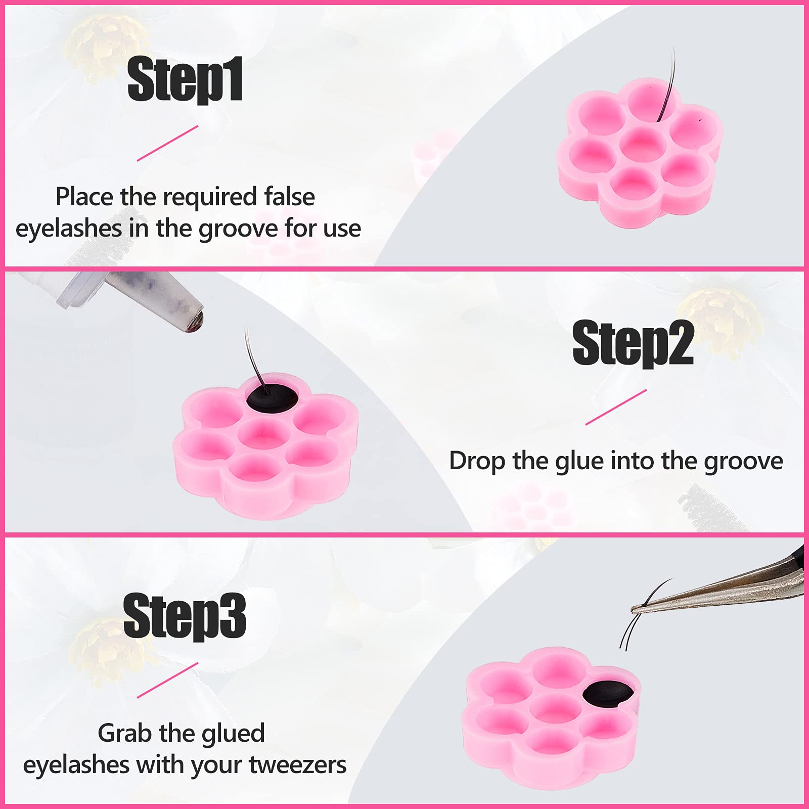 200 Pieces Flower Shape Glue Cup Lash Glue Holder Eyelash Extension Flower Pallet Grafting Eyelash Cup False for Women Girls Extension Supply