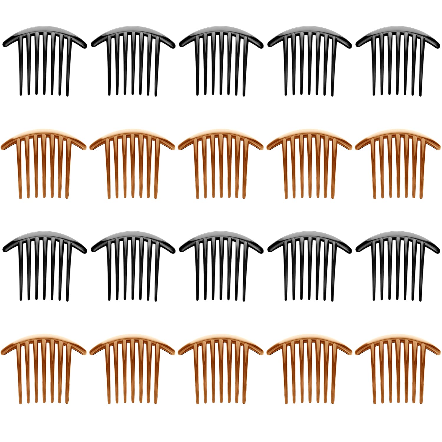 20 Pieces 7 Tooth French Style Twist Comb Plastic Hair Side Combs Hair Accessory for Women (Black and Brown)