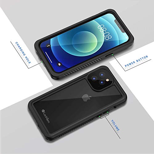 Lanhiem iPhone 12 Pro Case, IP68 Waterproof Dustproof Shockproof Case with Built-in Screen Protector [Not for iPhone 12], Full Body Underwater Protective Clear Cover for iPhone 12 Pro 6.1 inch -Black