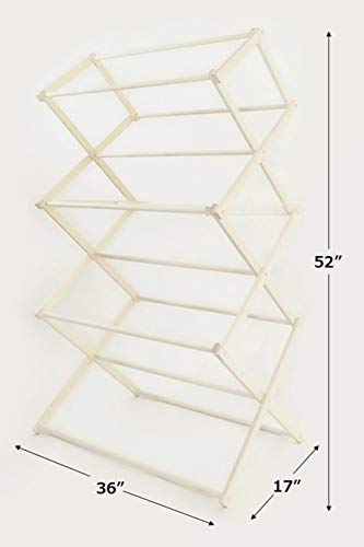 Clothes Drying Rack Wooden Maple Folding Amish Handmade Quality 36 Inches Wide 52 Inches Tall USA
