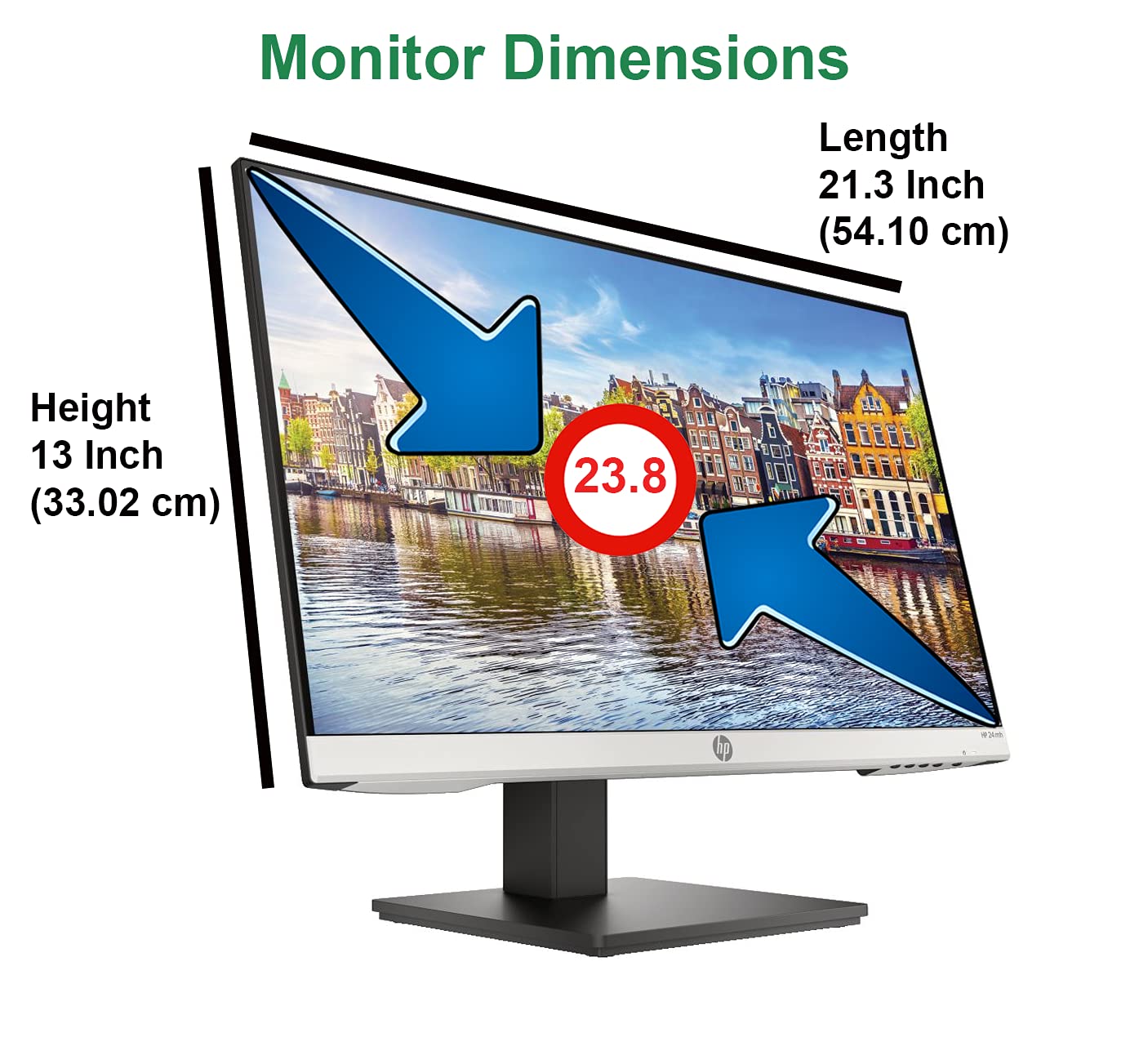 HP 24mh IPS Full HD LED 24 Inch Anti-Glare Computer Monitor, HDMI, VGA, Display Port, Edge to Edge Screen, Upto 16.7 Million Colors, 178 Degree Viewing Angle, 75 Hz Refresh Rate (Renewed)