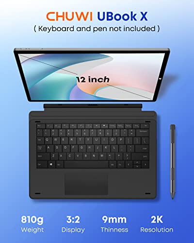 2023 CHUWI UBook X Tablet, 12'' Touchscreen, Windows 11 Tablet, 8GB RAM 256GB ROM, 1TB SSD Expend, Intel N4120 (Up to 2.6 GHz), 2160x1440 IPS, 2.4G/5G WiFi, Dual Camera, 5000mAh, HDMI, USB 3.0, BT 5.0