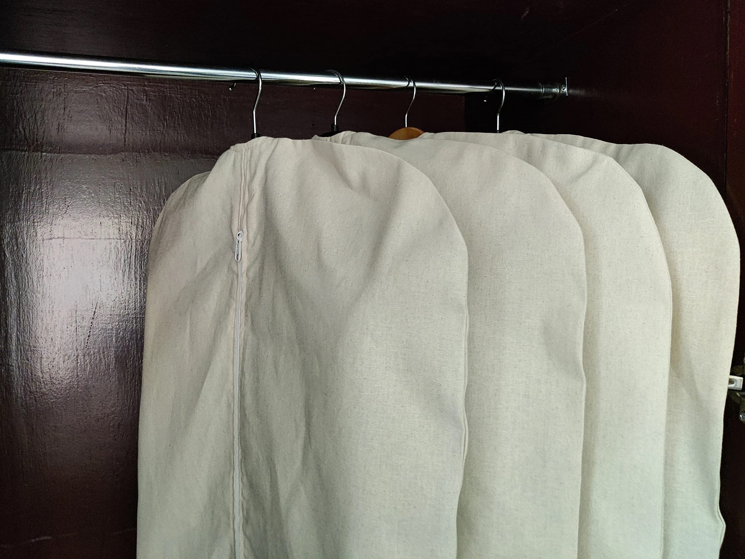 100% Cotton Canvas Garment Cover for Suits, Coats, Dresses; Travel Bag (Medium (24"x40"), Off-White)