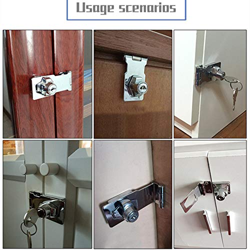 2 Packs Keyed Hasp Locks Twist Knob Keyed Locking Hasp for Small Doors, Cabinets and More,Stainless Steel Steel, Hasp Lock Catch Latch Safety Lock Door Lock with Keys (4inch, Silver)
