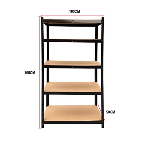 5-Tier Heavy Duty Metal Shelving, 77" x 39" x 20" Racking Storage Unit with Adjustable Shelves, 385LB Capacity Per Shelf, Garage Storage Shelving Units, Boltless Shelving Unit for Free Combination