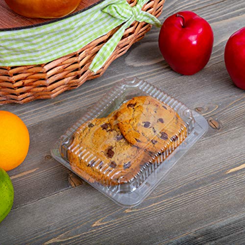 Clear Plastic Hinged Food containers - Sturdy Disposable Bakery Lid Cookie Container Boxes - 7βx 6βx2β (40)