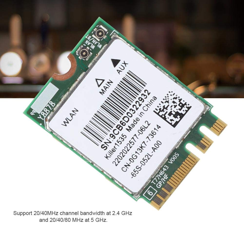 5G 867Mbps Bluetooth 4.1 Network Card, Game M.2 NGFF Adapter,for Killer -AC 1535 Band (2.4 GHz 5 GHz) 802.11ac NGFF M.2,for Notebook, Plug and Play