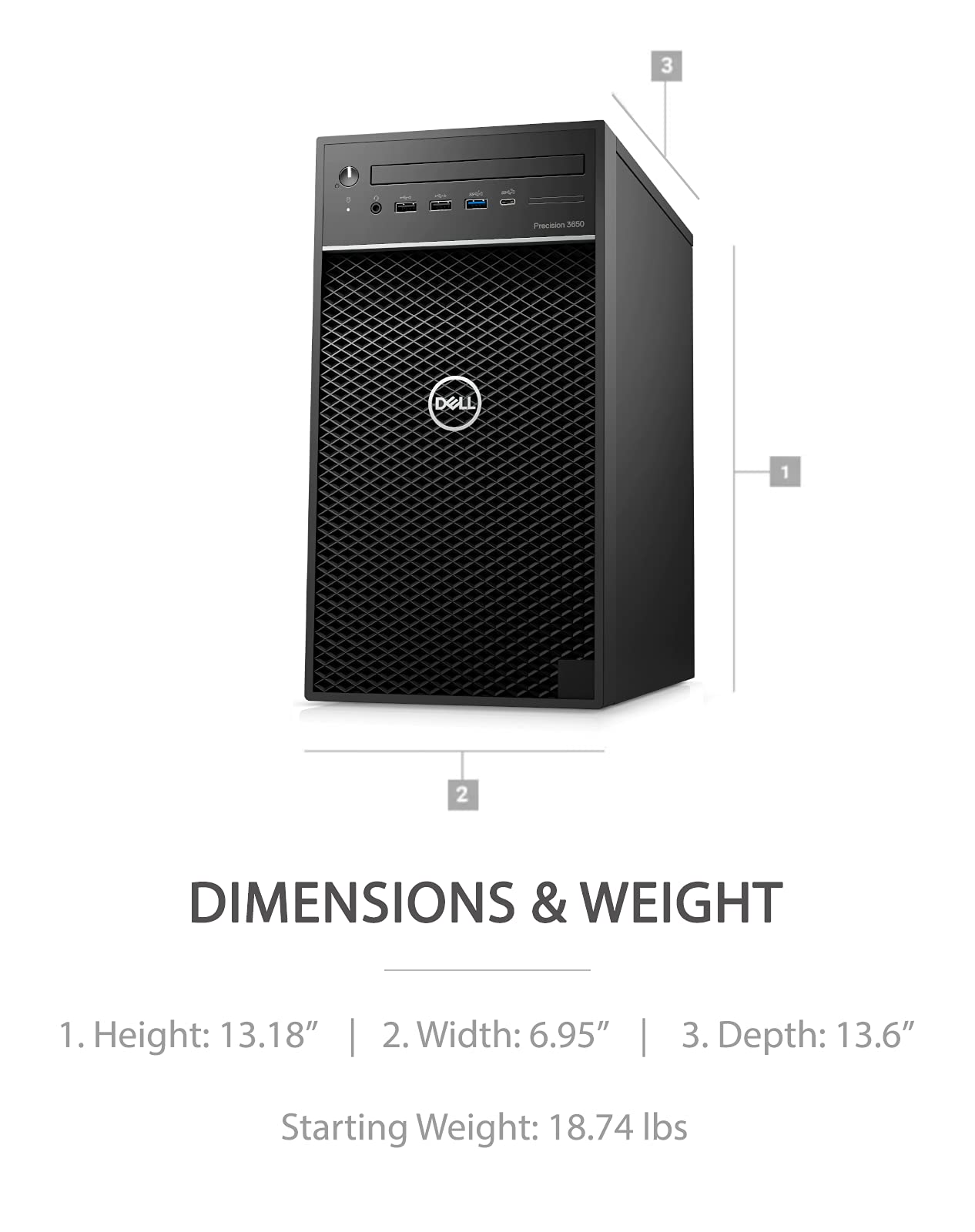 2021 Dell Precision 3650 Tower Workstation Desktop, Intel i7-11700, Quadro P1000 4G, 64GB RAM, 2TB SSD + 4TB HDD, No-DVD, WiFi 6, Type-C, DisplayPort, Keyboard & Mouse, Win 10 Pro