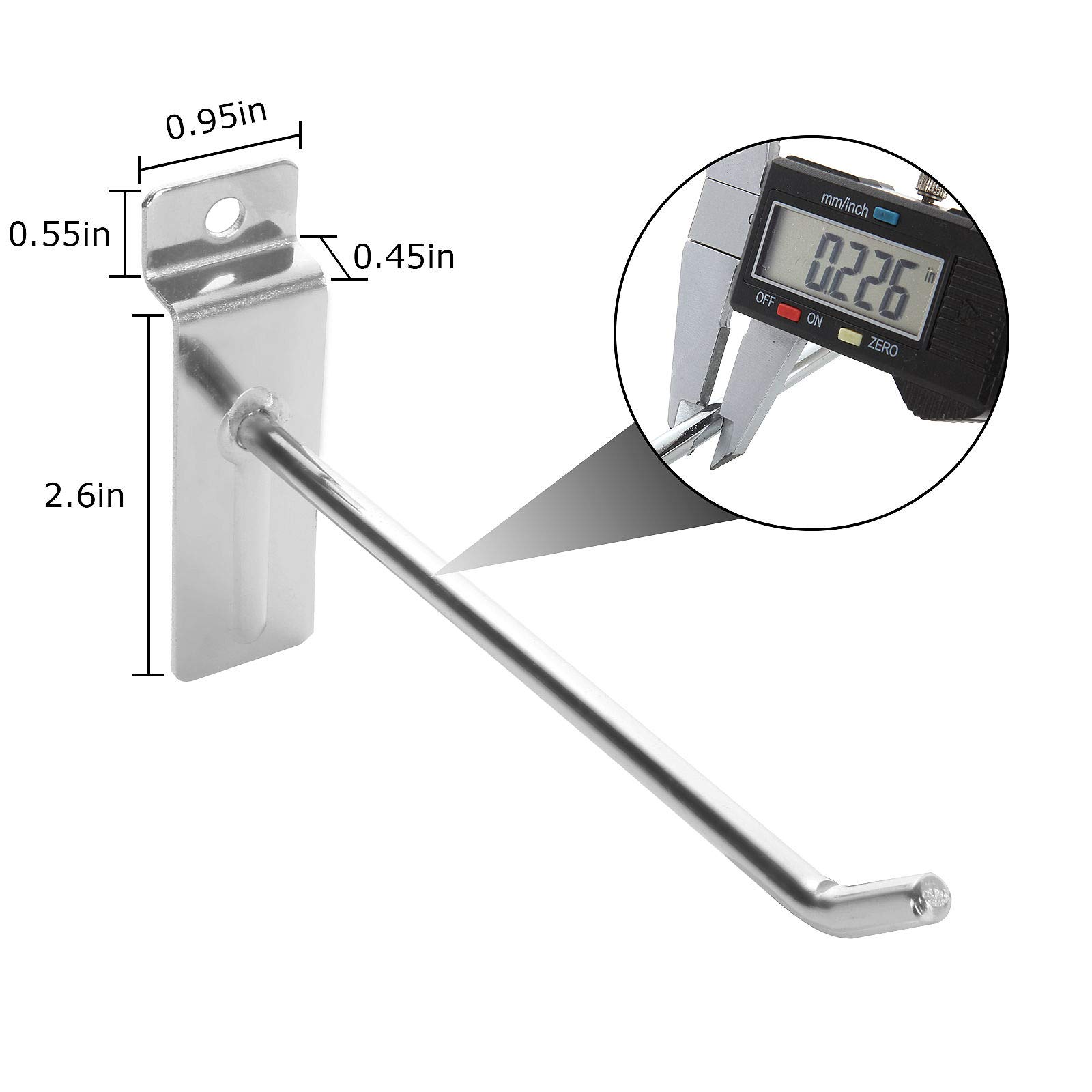 30Pack Slatwall Hooks, 4”& 6” Heavy Duty Panel Display Hooks, Commercial Grade Slat Board Hooks for Panel, 1/4” Thickness Metal Slatwall Deluxe Hooks for Garage Shop Retail Display, Silver
