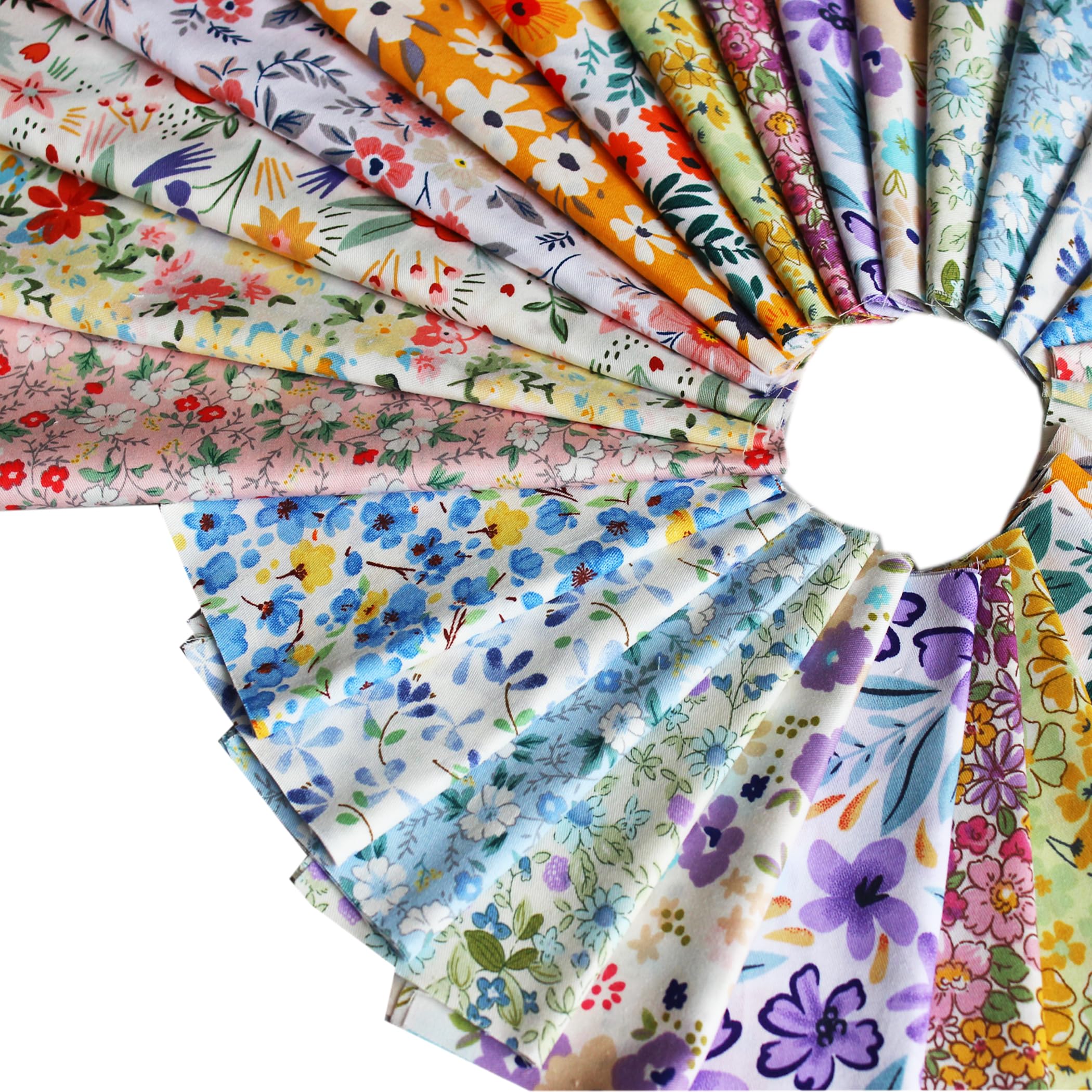 100% Cotton Quilting Fabric Squares 5''x5'' Floral Print Precut Fabric Bundles Charm Packs for Quilting 5 inch Clearance for Pathwork Quilt(Fresh Style)