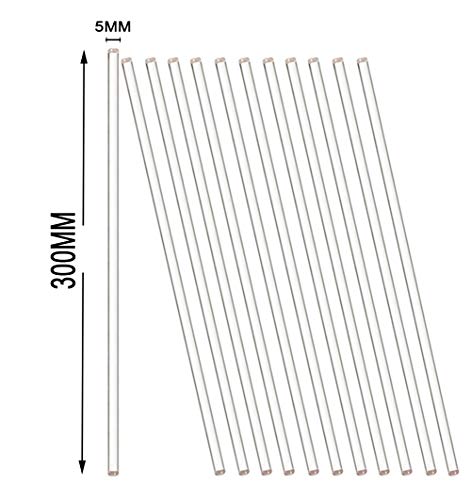 12 Pack Glass Stir Sticks 5mm Lab Stirring Rod 12 inch Length with Both Ends Round for Science, Lab, Kitchen, Science Education
