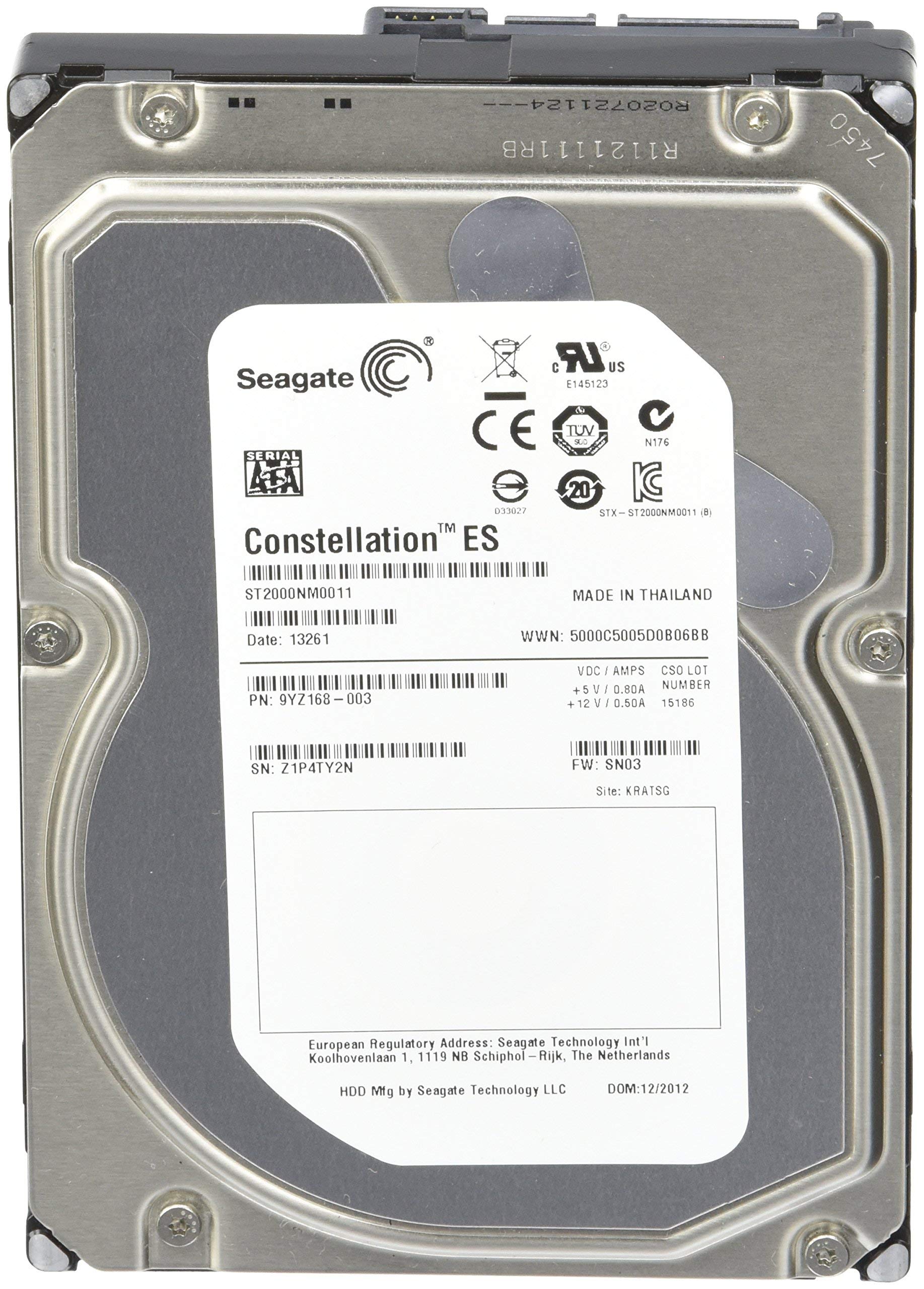 Seagate Constellation ES 2 TB 7200RPM SATA 6Gb/s 64MB Cache 3.5 Inch Internal Bare Drive (ST2000NM0011) (Renewed)