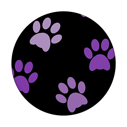 Black Paws Design Phone Pop Up Holder Cute Purple Paw Print PopSockets PopGrip: Swappable Grip for Phones & Tablets