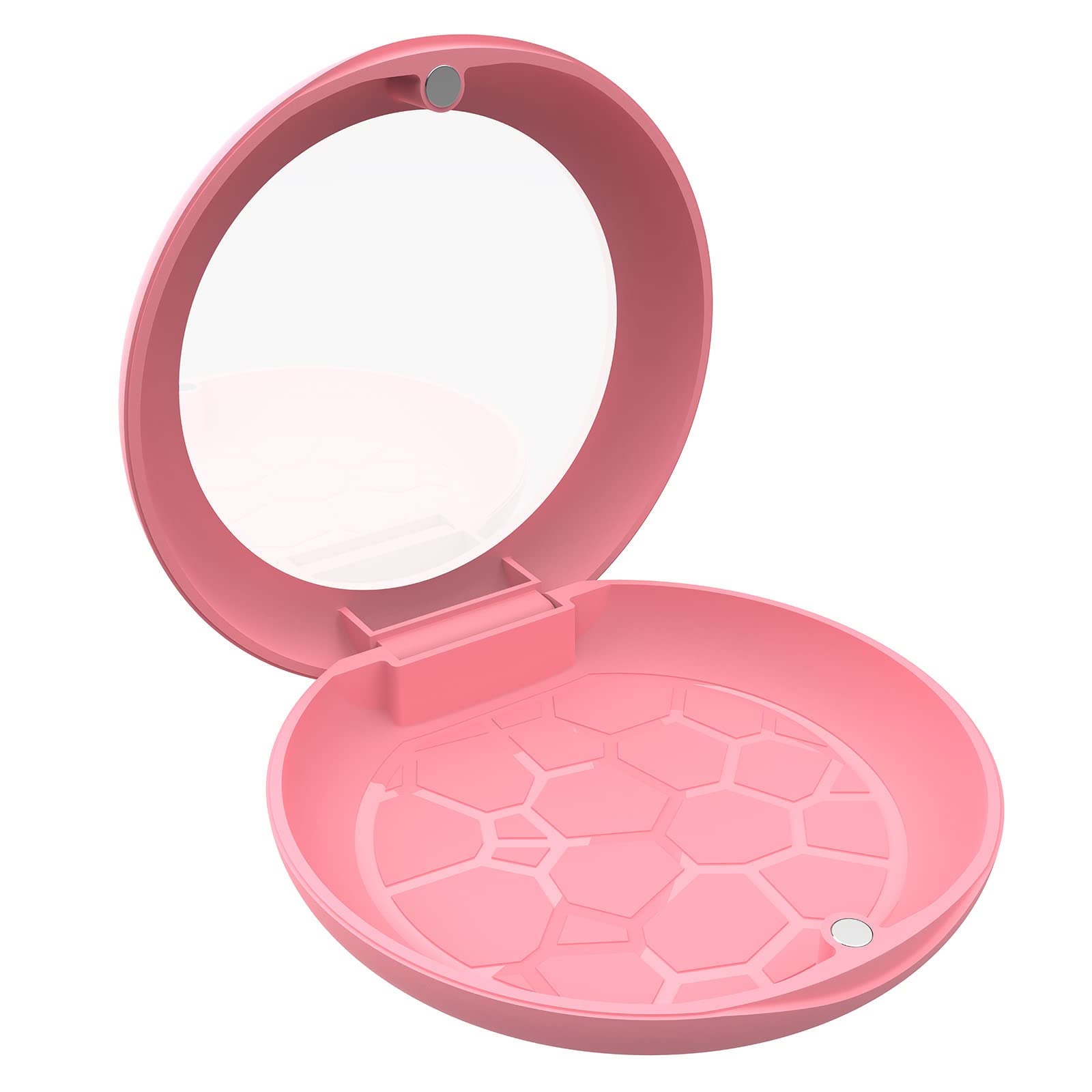 Retainer Case,Solid Orthodontic Retainer Case with Mirror-Pink