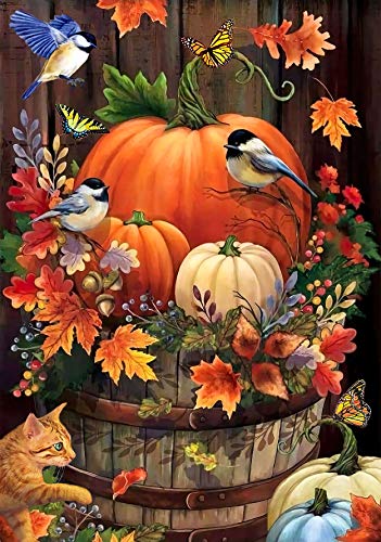 Cat Fall Pumpkin Jigsaw Puzzle 500 Piece for Adults Art Project Thanksgiving Gift 20.5 x 14.9 Inch
