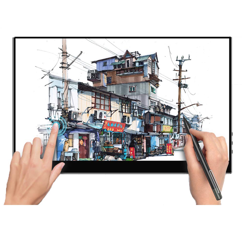 17.3 Inch Portable Monitor, Full Glass Fit Touch screen stylus,Touch pen,1920x1080P FHD IPS ,HDR Ultra-thin Gaming Office Expand Dual Monitor with Touch pen Type-C USB HDMI for Laptop PC Phone
