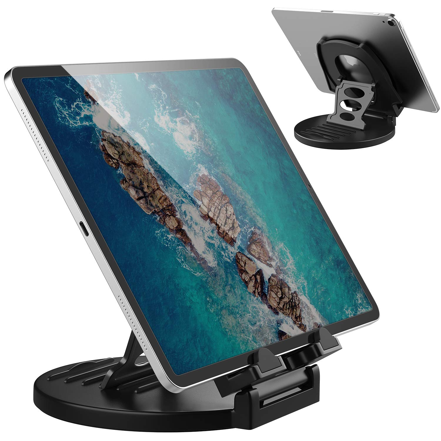 AboveTEK Tablet Stand, 360° Rotating Commercial iPad Stand, Swivel Design for Store Retail Office Bedside Showcase Reception Kitchen Home