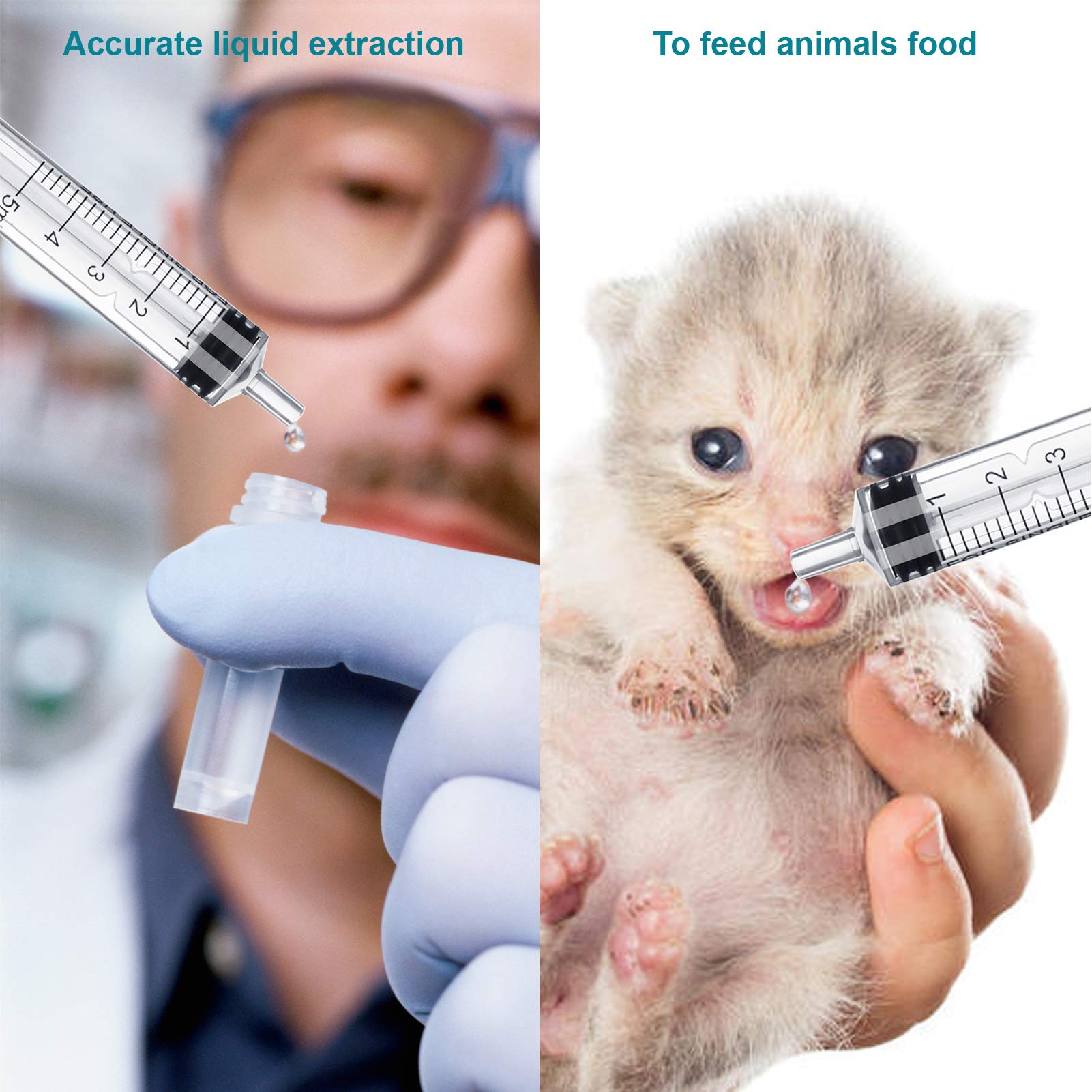 5ml Syringe Without Needle - 5 ml Small Plastic Syringes Sterile Individually Packed with Cap for Lab Medicine Student Measuring Liquid and Pet Dog Cat Baby Feeding Oral Colostrum ( 12 Pack 5cc /ml )