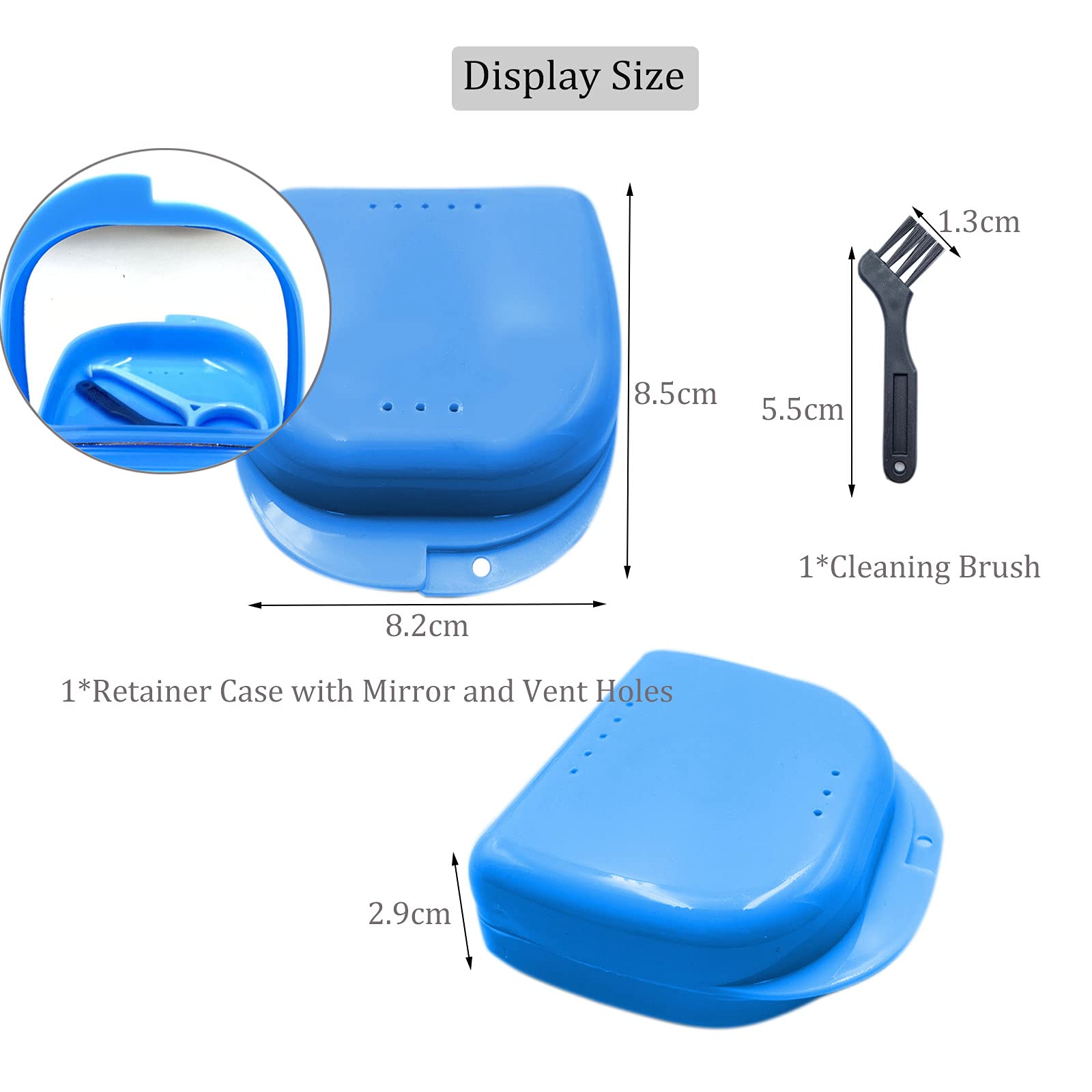 HRASY Oral Care Disassembly Kit/7pcs Including 1 Retainer Case With Mirror and Vent Holes | 1 Aligner Remover Tool | 4 Elastic Rubber Bands Placers | 1 Cleaning Brush (Blue)
