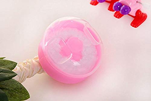 2 Pcs Pink and Blue Plastic Baby Care After-bath Powder Puff with Portable Talcum Powder Holder Box Empty Makeup Container Prickly Heat Powder Applicator Flutter for Baby Skin Care