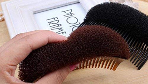 2PCS Hair Clip with Sponge Base Inserts, Bump It Up Pads, Bun Maker, Styling Accessories, Charming Comb Braid Tool (Brown)