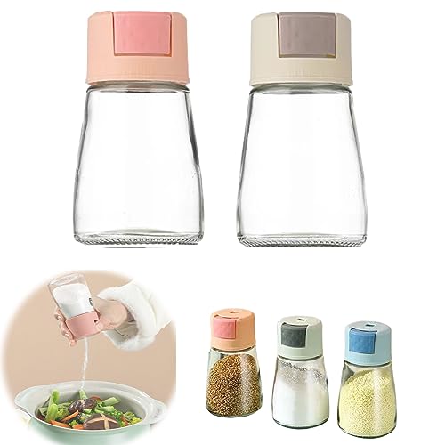 2 Pcs Adjustable Salt and Pepper Shakers,Spice Dispenser ļ¼Glass Salt Dispenser,Each Press 0.5g Salt Healthy Intake (A)