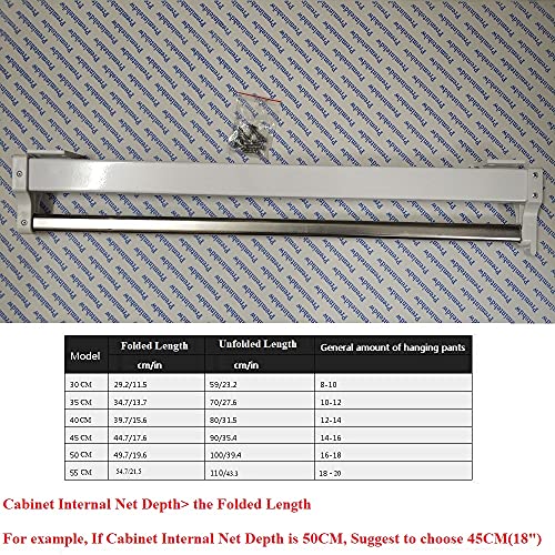 Top Mount Pull Out Wardrobe Closet Cloth Jacket Rod Hanger Retractable Hanging Rack Bar Ball Bearing Rail Slide Pull-Out Heavy Duty White (30CM 12")