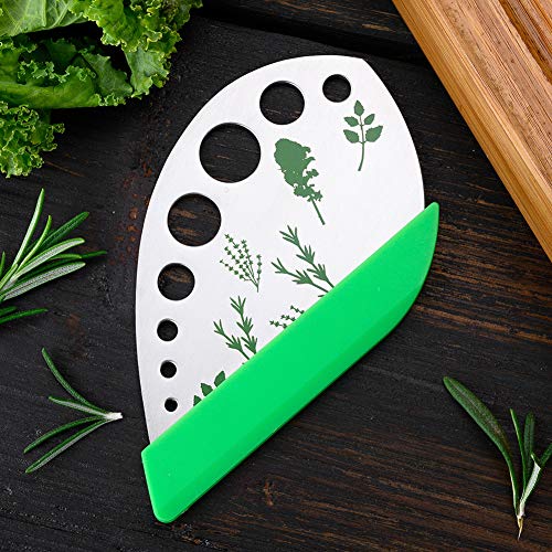 9 Holes Herb Cutter Stripper Stainless Steel Vegetable Leaf Stripper Cutter Home Kitchen Peeling Tool for Kale, Chard, Collard Greens, Thyme, Basil, Rosemary