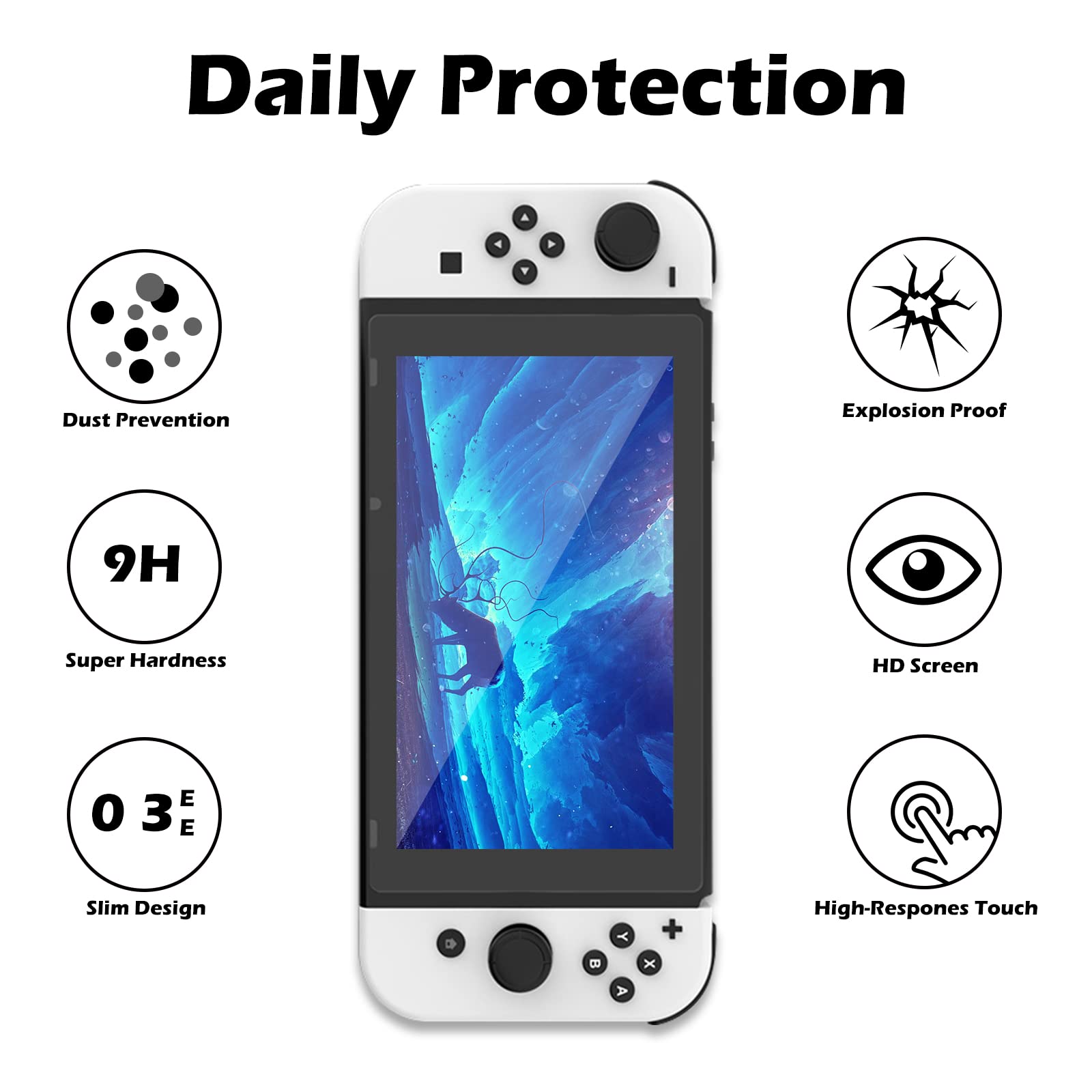 2 Pcs Screen Protectors (Anit Blue,OLED Ver.) for Nintendo Switch Oled,Nintendo Switch Accessories,Nintendo Switch Oled Accessories,Nintendo Switch Oled Screen Protector,Switch Oled Screen Protector