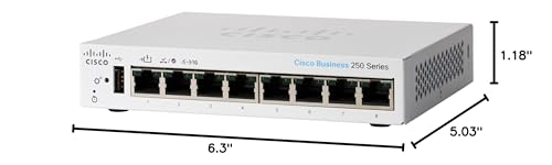 Cisco Business CBS250-8T-D Smart Switch | 8 Port GE | Desktop | Limited Lifetime Hardware Warranty (CBS250-8T-D-NA)