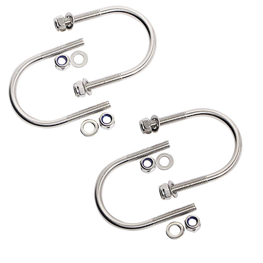 Aopin Round U-Bolts 1-1/2 inch 38mm M6 Inner Width 304 Stainless Steel 8pcs Self-Locking Nylon Insert Hex Nuts Flat Washers for Car/Motorhome/Sailing Trailer Replacement Part and Accessorie 4Pack