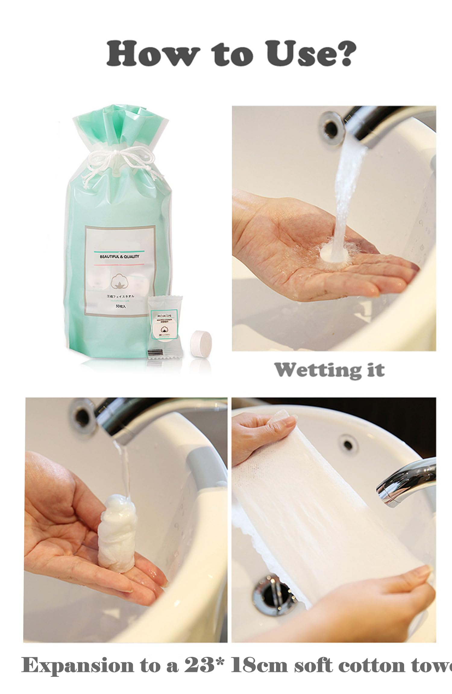 50 Pcs Compressed Towel Tablets Portable Disposable Coin Tissues, Soft Compressed Wash Wipe, Face Care Cloth, Perfect for Traveling Camping Cosmetic Use