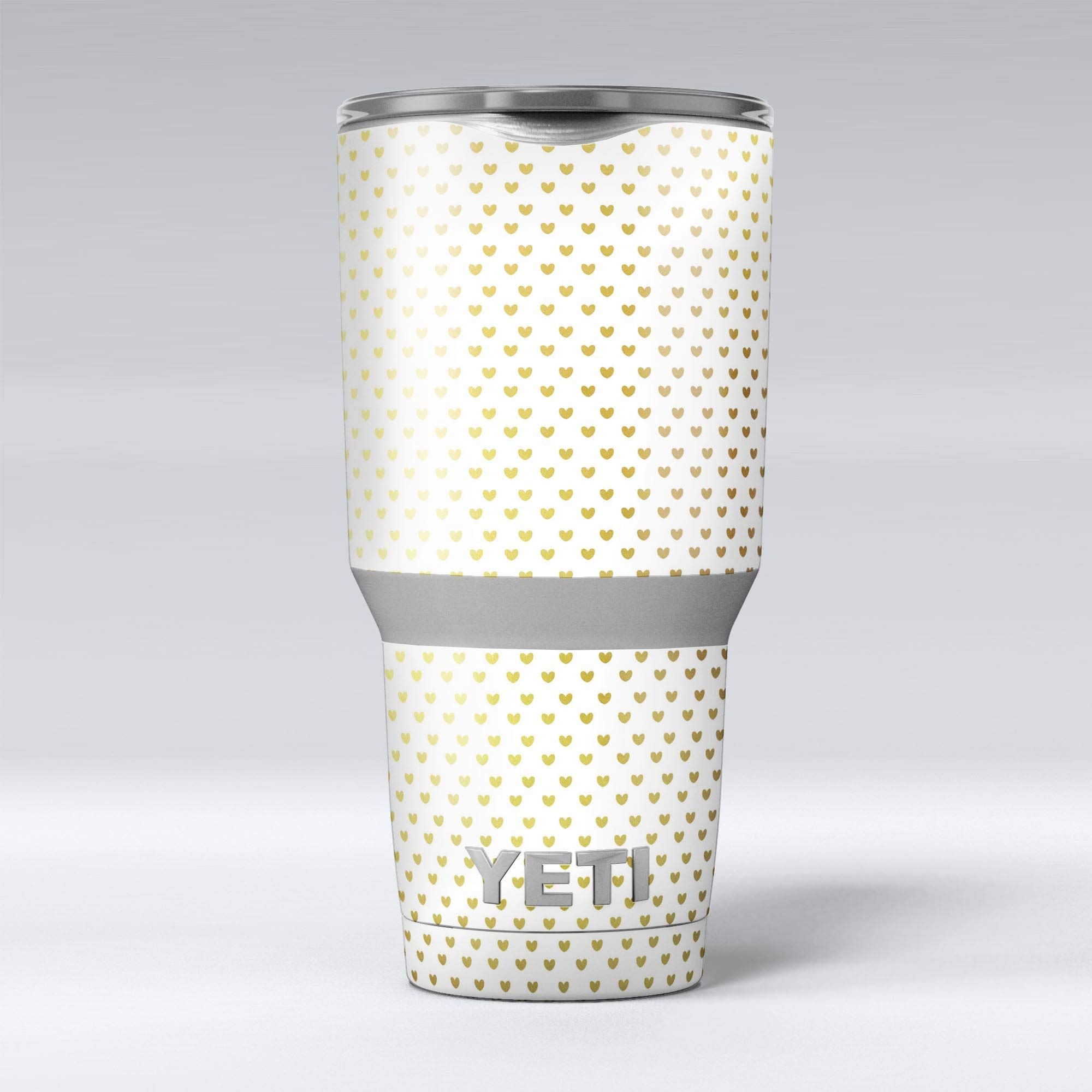 Design Skinz Tiny Golden Hearts Pattern - Skin Decal Vinyl Wrap Kit Compatible with The Yeti Rambler Cooler Tumbler Cups