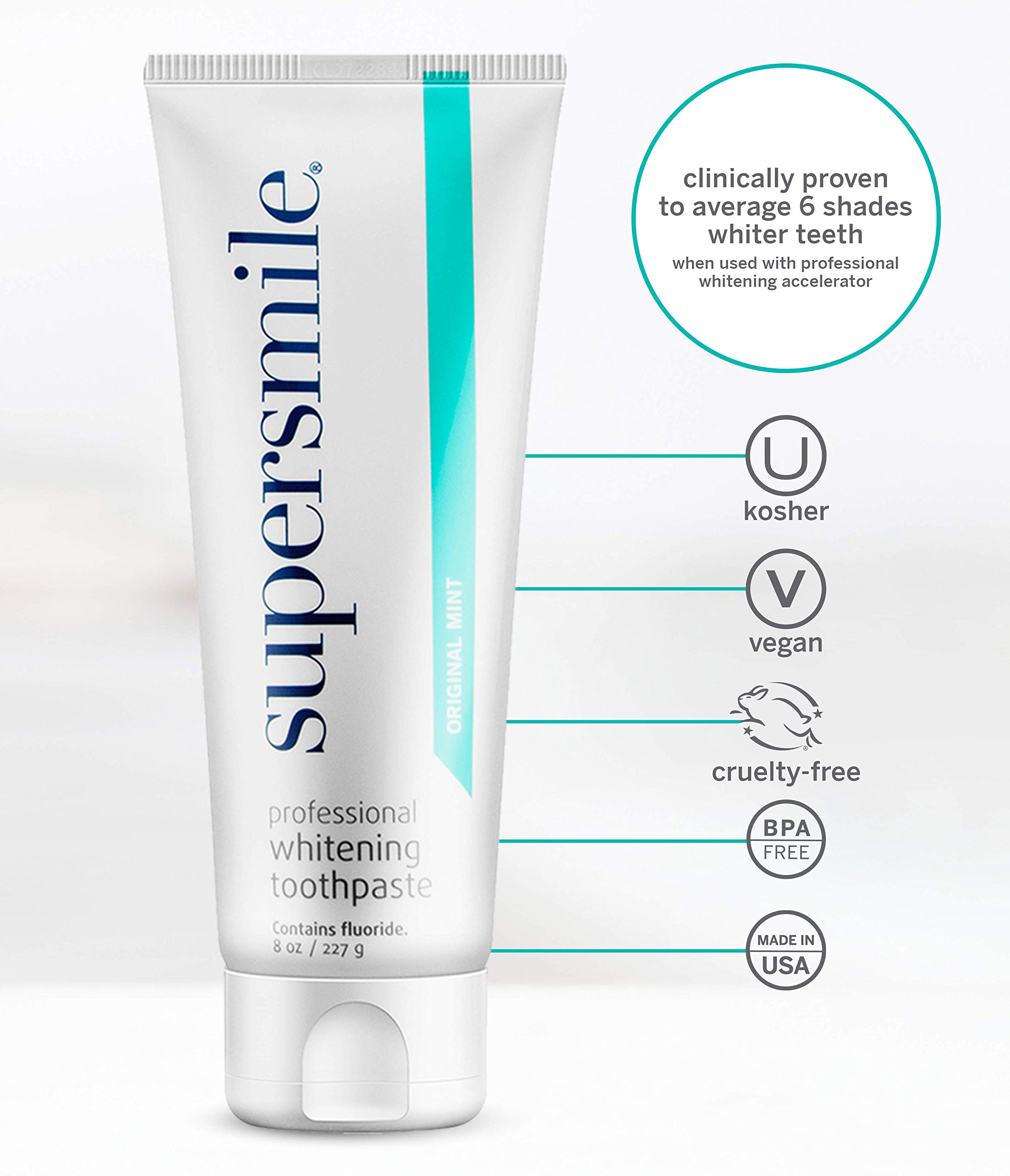 Supersmile Professional Teeth Whitening Toothpaste, Original Mint, 8 oz