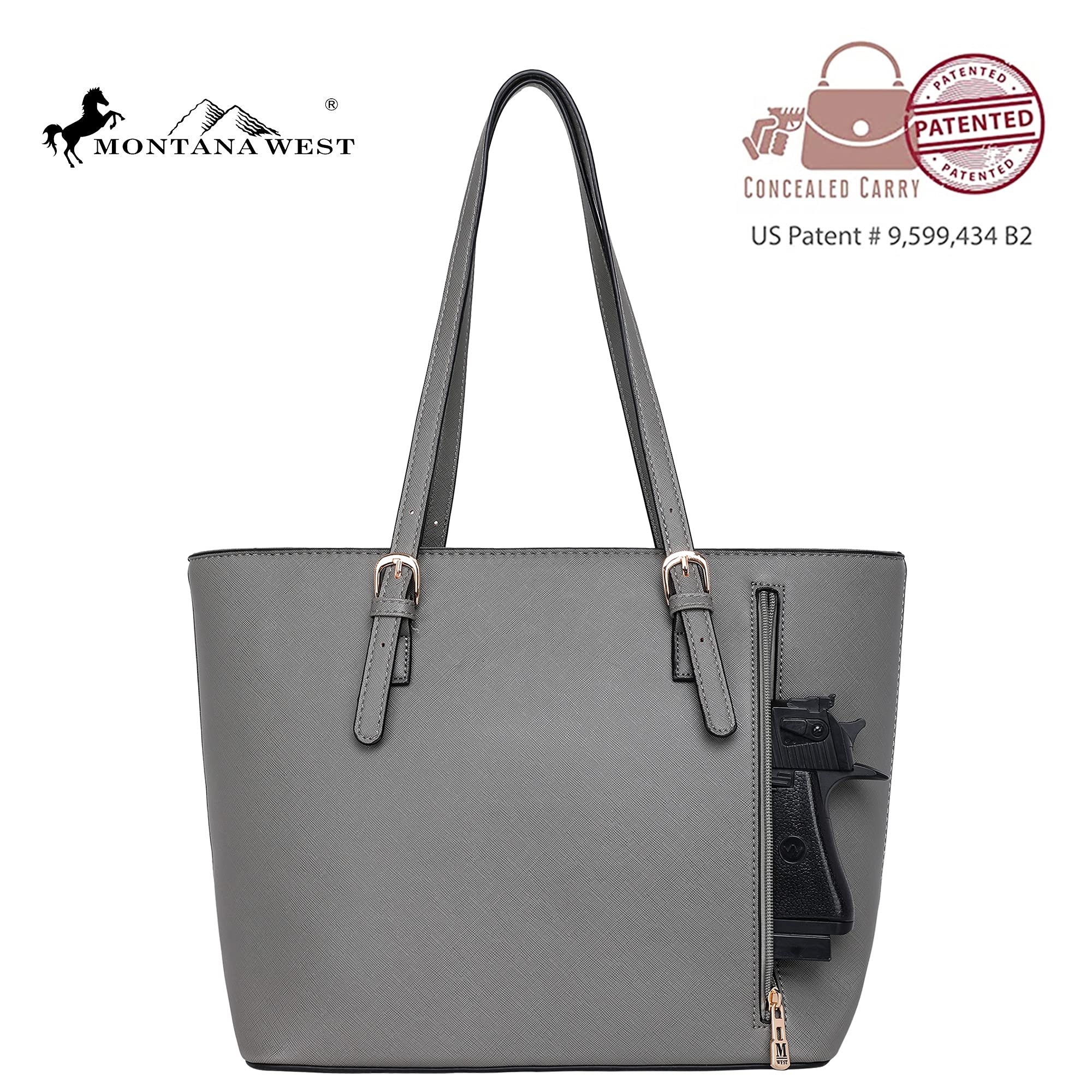 2 Pcs Tote Handbag Set Purse for Women Large Fashion Satchel Shoulder Bag MWC2-H030GY
