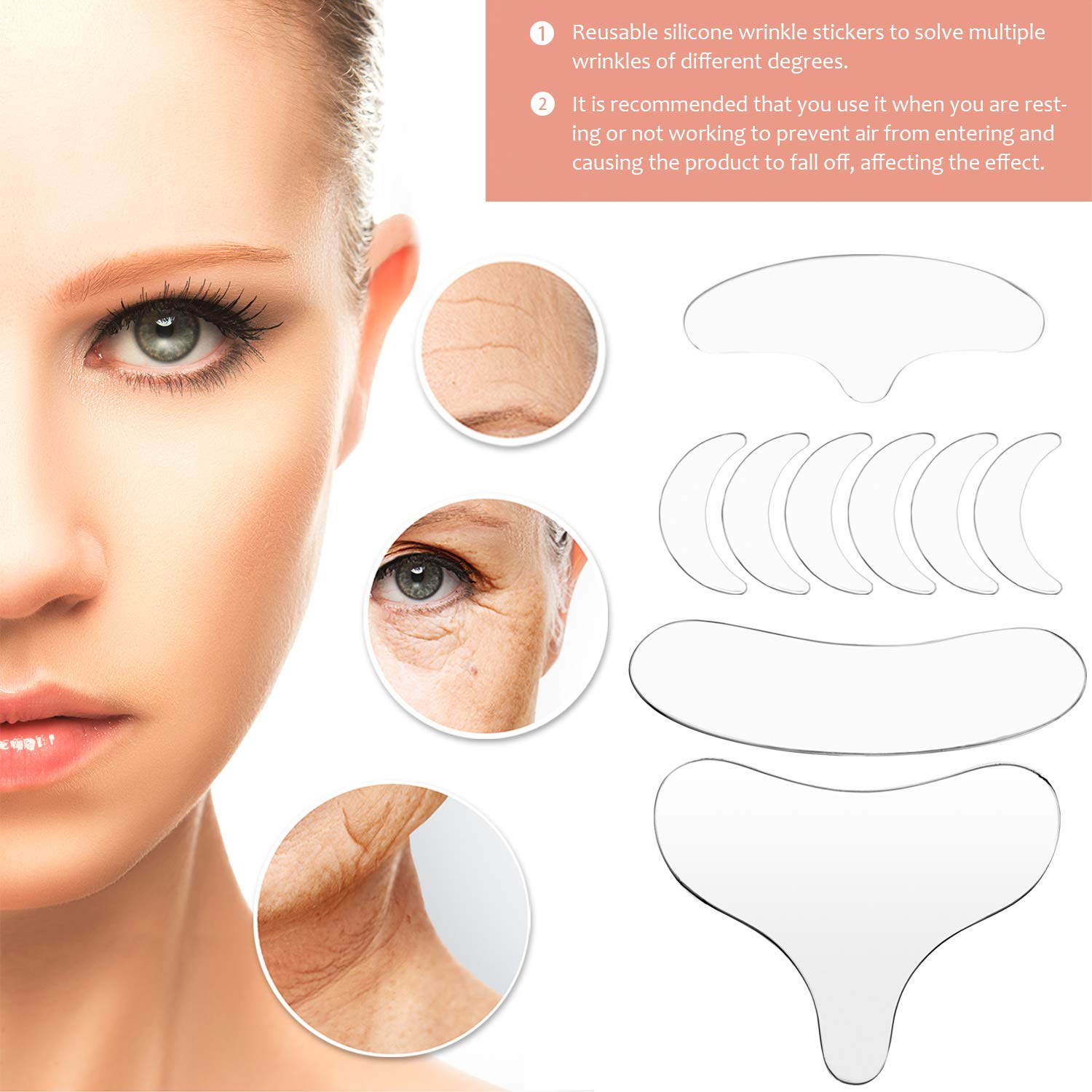 12 Pieces Reusable Silicone Chest Pads Patch Silicone Neck Forehead Cleavage Eye Pad Set for Women Girls